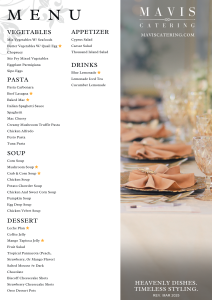 Menu - Mavis Catering